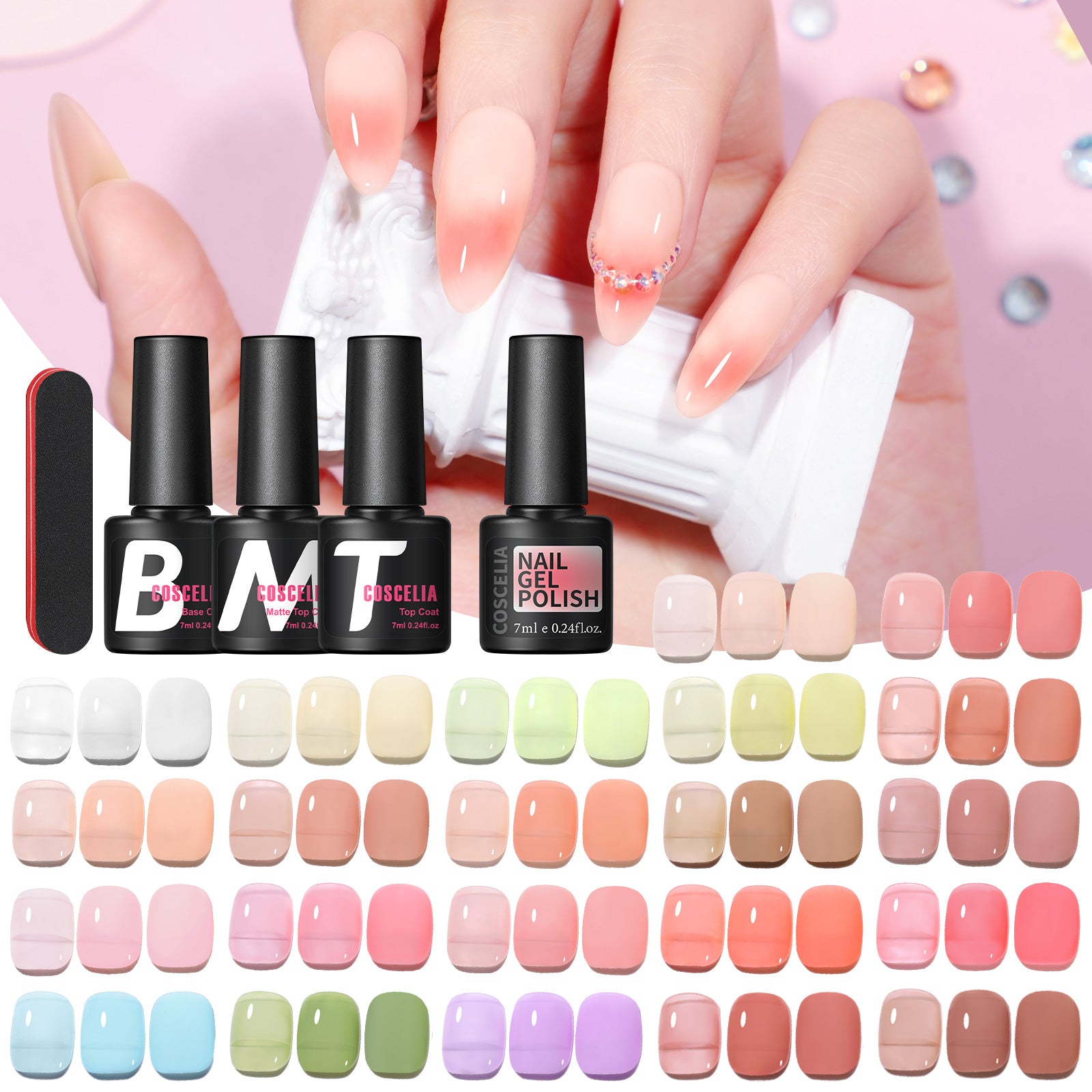 Coscelia Jelly Gel Polish Set Sheer Neutral 22 Colors Gel Polish Set P